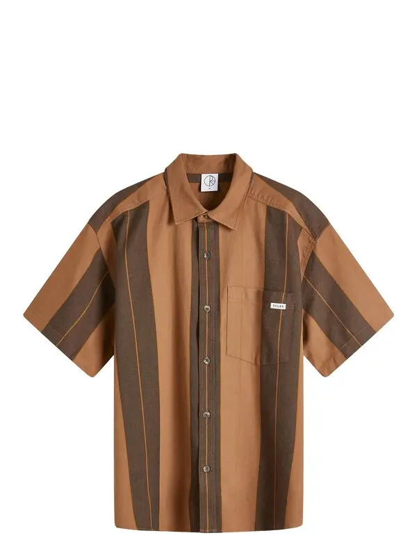 POLAR SKATE CO. Mitchell Strip Short Sleeve Shirt - Brown Stripe