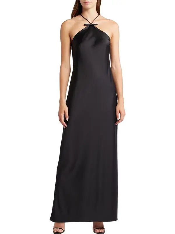 WAYF Araceli Halter Strap Slipdress - Black
