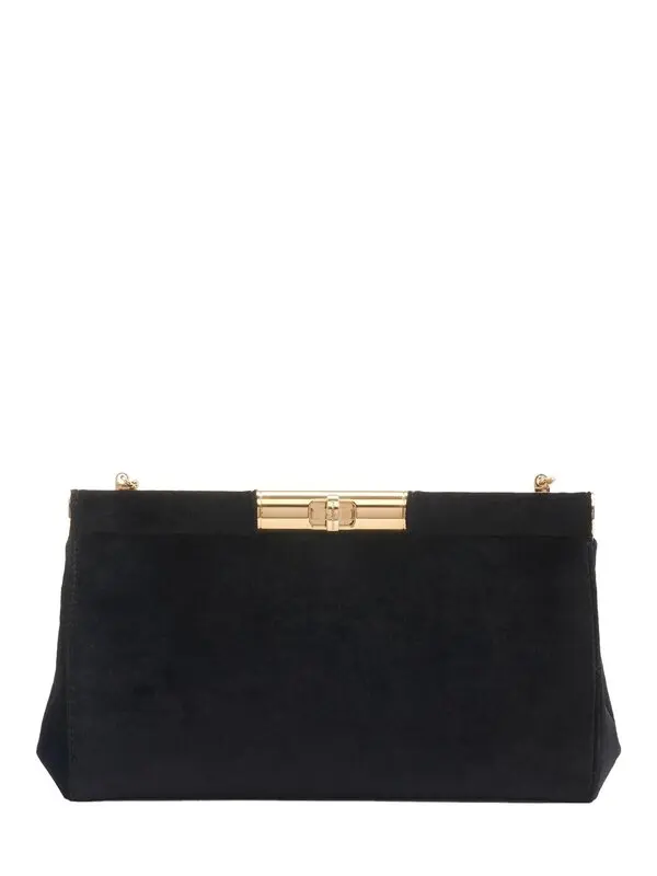 Dolce & Gabbana Medium Marlene Velvet Shoulder Bag - 80999 Nero