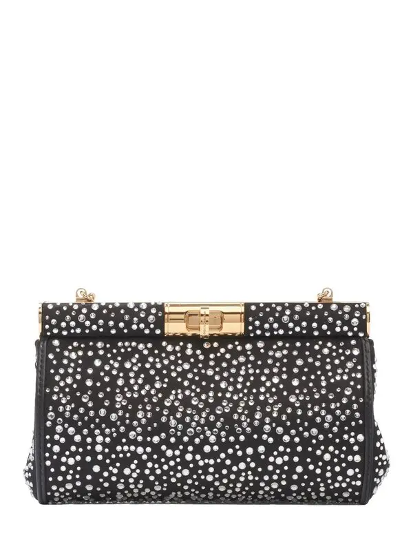 Dolce & Gabbana Marlene Crystal Embellished Shoulder Bag - Crystal/ Nero
