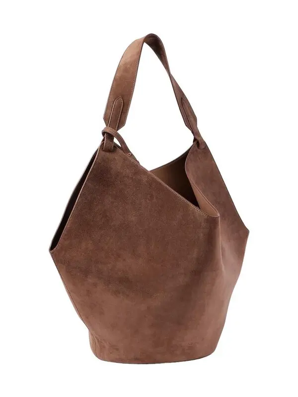 Khaite Lotus Medium Suede Tote Bag - Brown