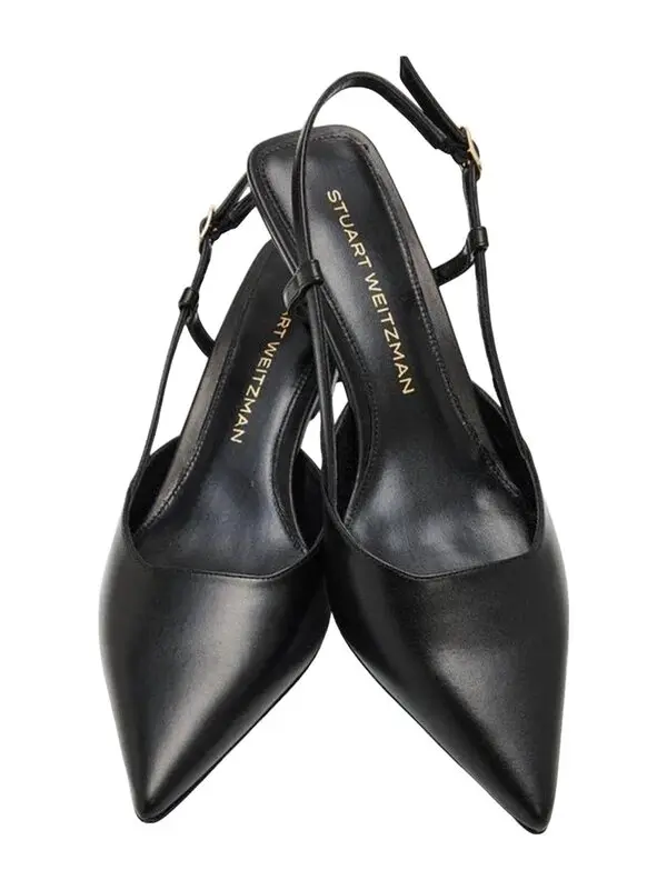 STUART WEITZMAN Vinnie Leather Kitten Slingback Pumps - Black