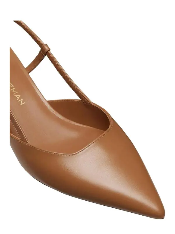 STUART WEITZMAN Vinnie Leather Kitten Slingback Pumps - Brown