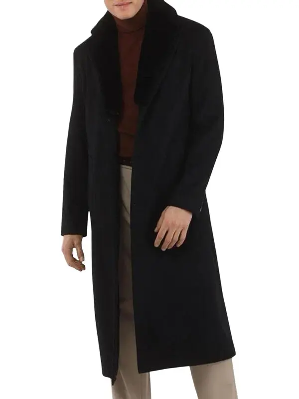 Gorski Cashmere Coat With Detachable Shearling Collar - Black