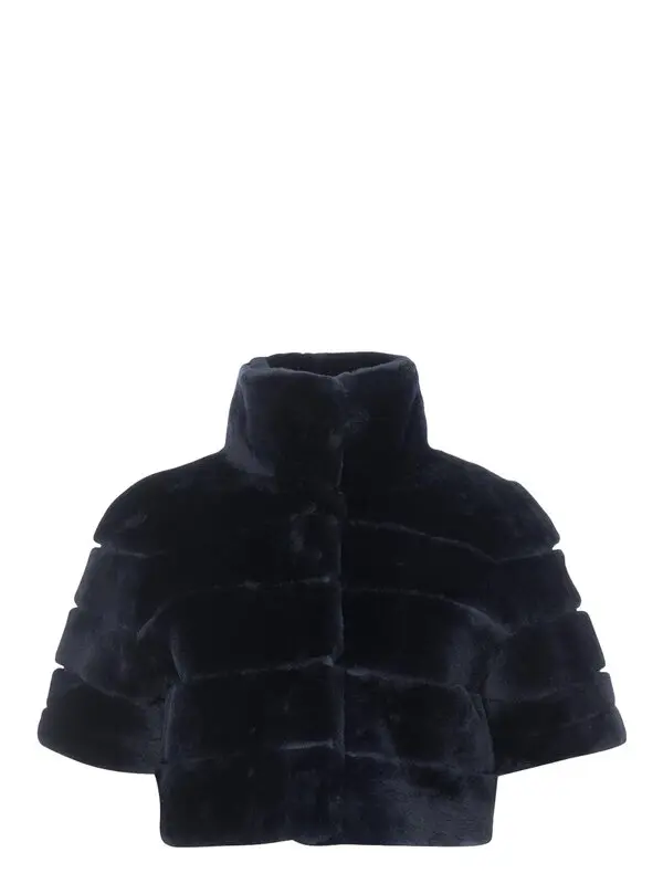 Gorski Reversible Lamb Shearling Bolero Jacket - Navy