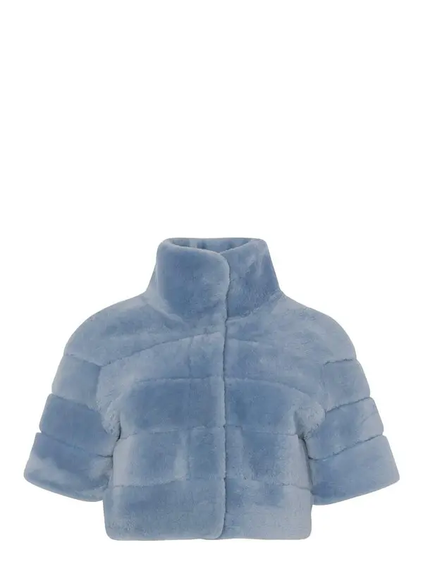 Gorski Reversible Lamb Shearling Bolero Jacket - Sky Blue