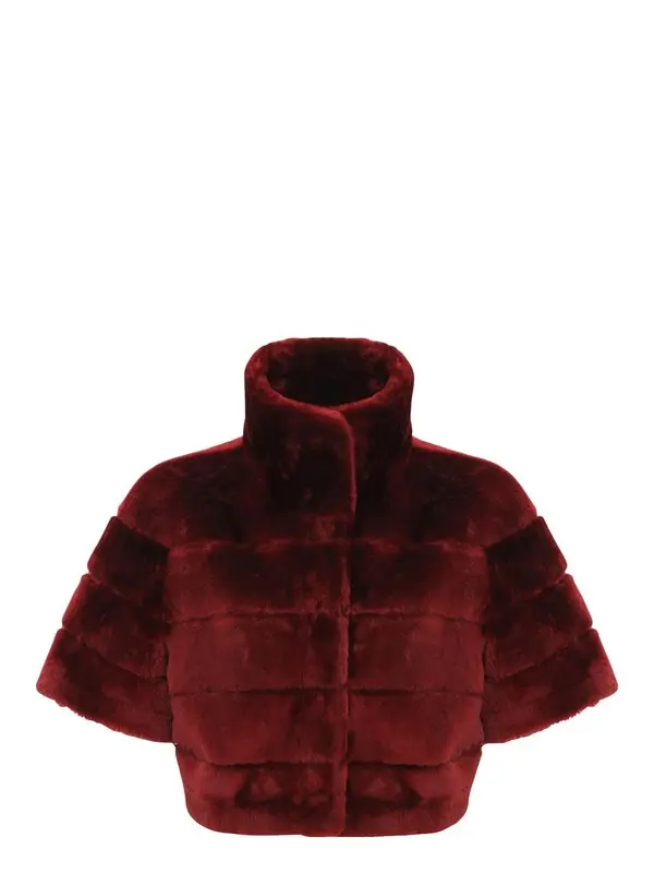 Gorski Reversible Lamb Shearling Bolero Jacket - Wine