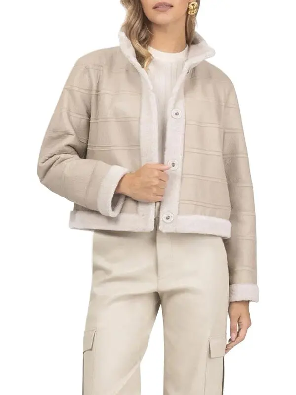 Gorski Reversible Textured Shearling Jacket - Cream