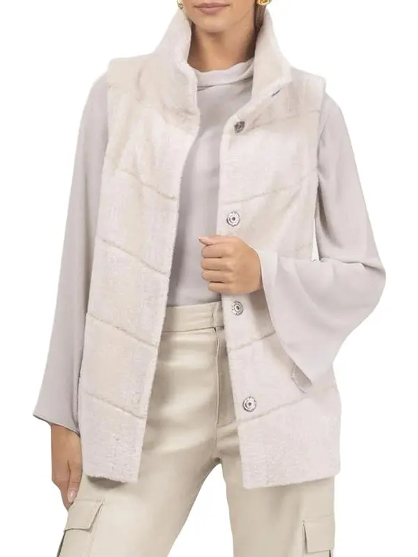 Gorski Reversible Lamb Shearling Vest - Cream