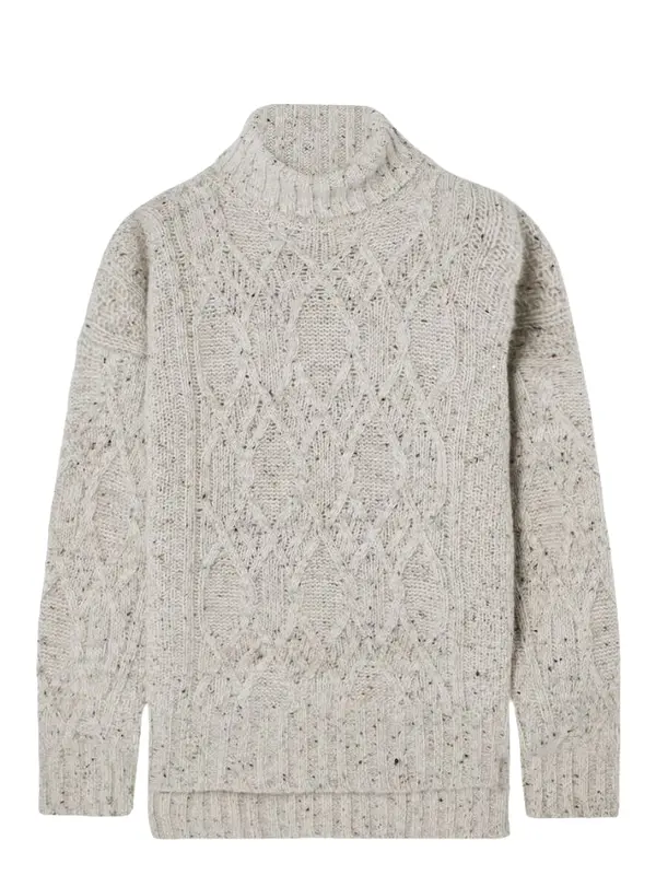 Purdey Cable-knit Wool And Cashmere-blend Turtleneck Sweater - Ivory