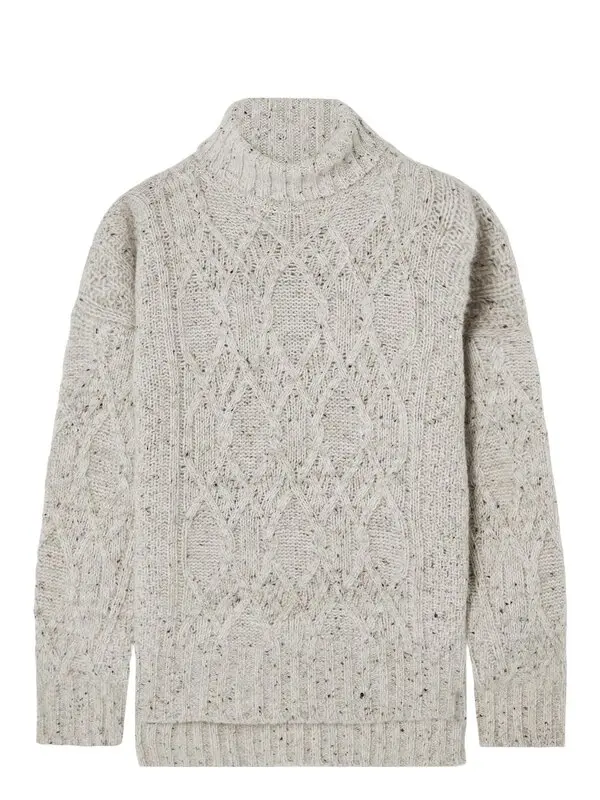 Purdey Cable-knit Wool And Cashmere-blend Turtleneck Sweater - Neutrals