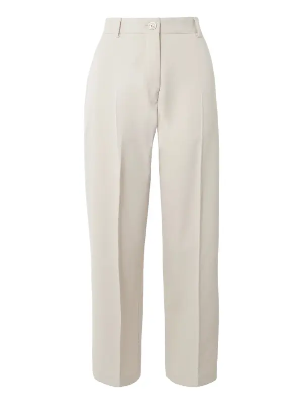 Purdey Cotton And Wool-blend Twill Straight-leg Pants - Gray