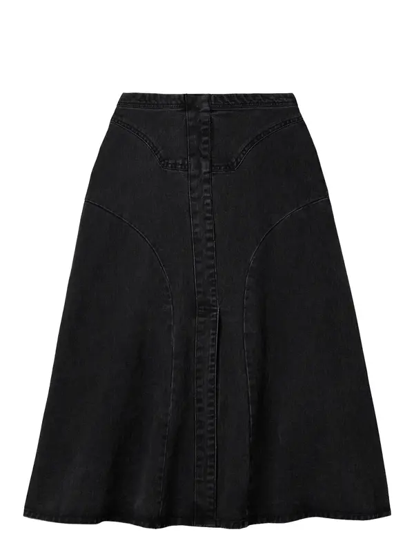 Sea Cornella Paneled Denim Midi Skirt - Black