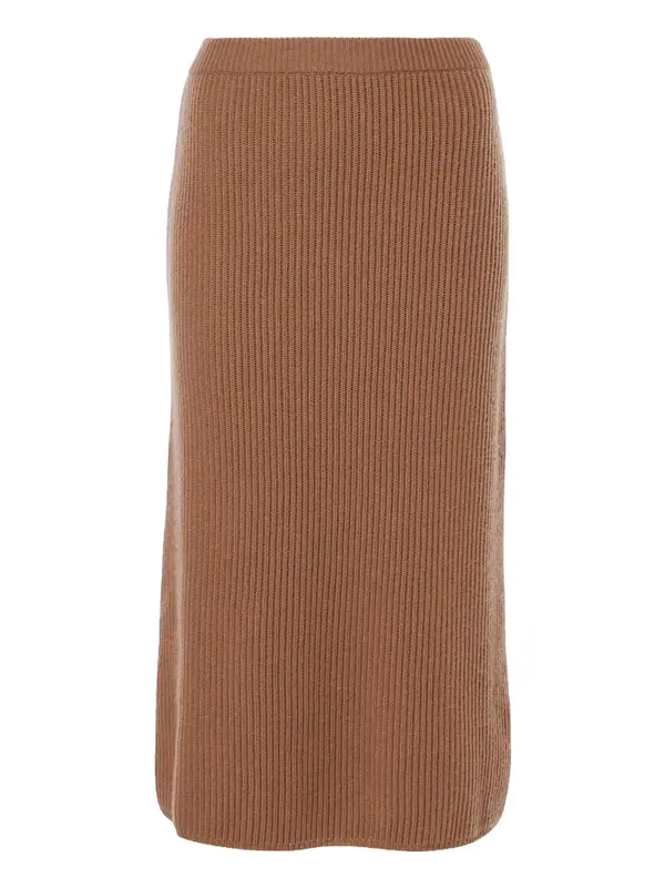 Max Mara Ribbed-knit Midi Skirt - Brown