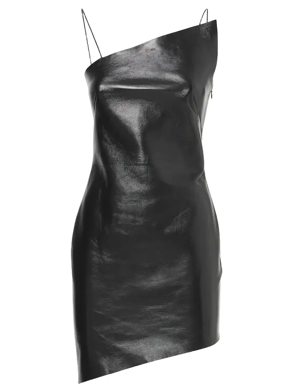 Givenchy Asymmetric Leather Minidress - Black