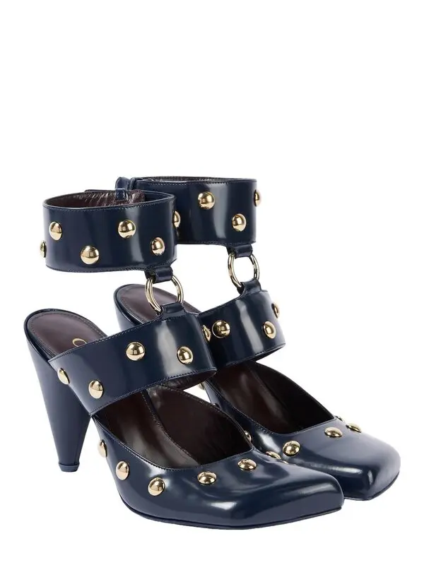 Chloé Jade Studded Leather Pumps - Blue