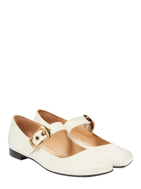 Chloé Polly Leather Mary Jane Flats - White