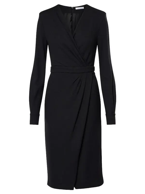 Max Mara Virtus Gathered Jersey Midi Dress - Black