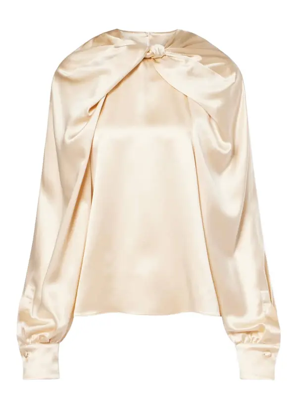 Max Mara Key Torchon Silk Satin Blouse - Neutrals