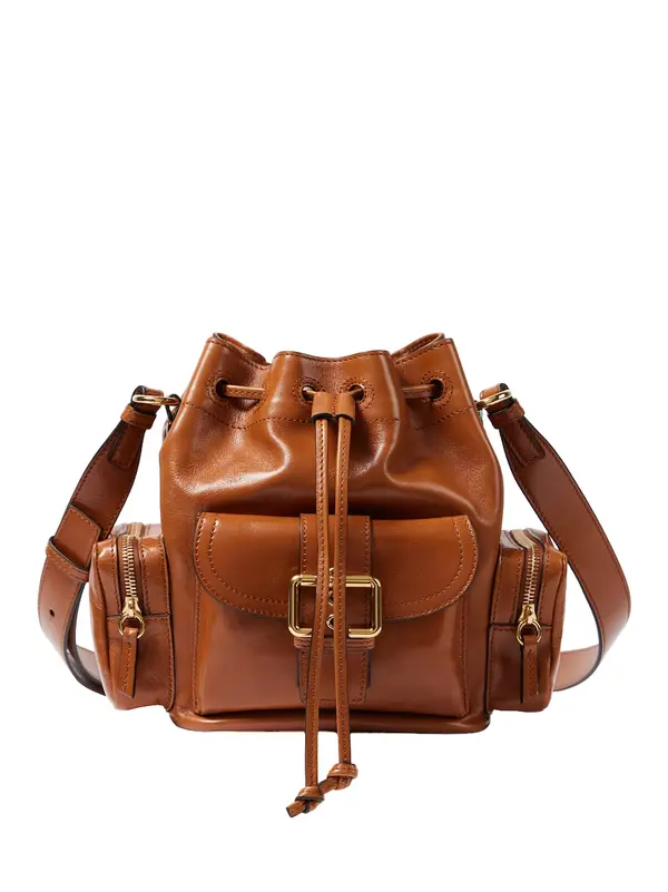 Chloé Leather Camera Bucket Bag - Brown