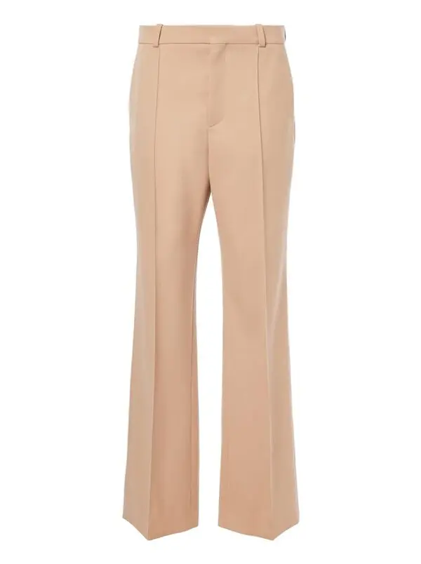 Chloé High-rise Wool Straight Pants - Beige