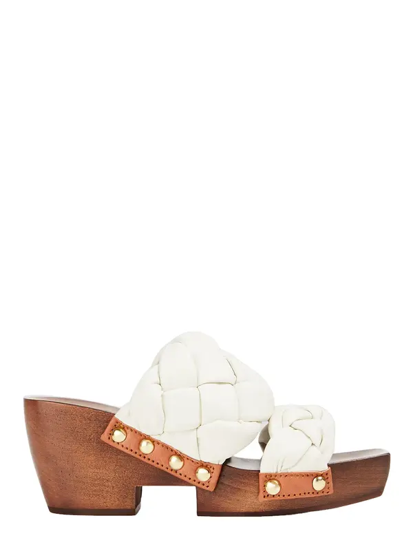 Zimmermann Woven Leather Platform Clogs - Ivory