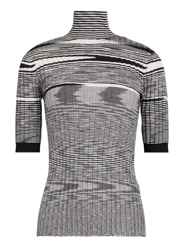 Missoni Spacedyed Ribbed Cashmere And Silk-blend Turtleneck Top - Black