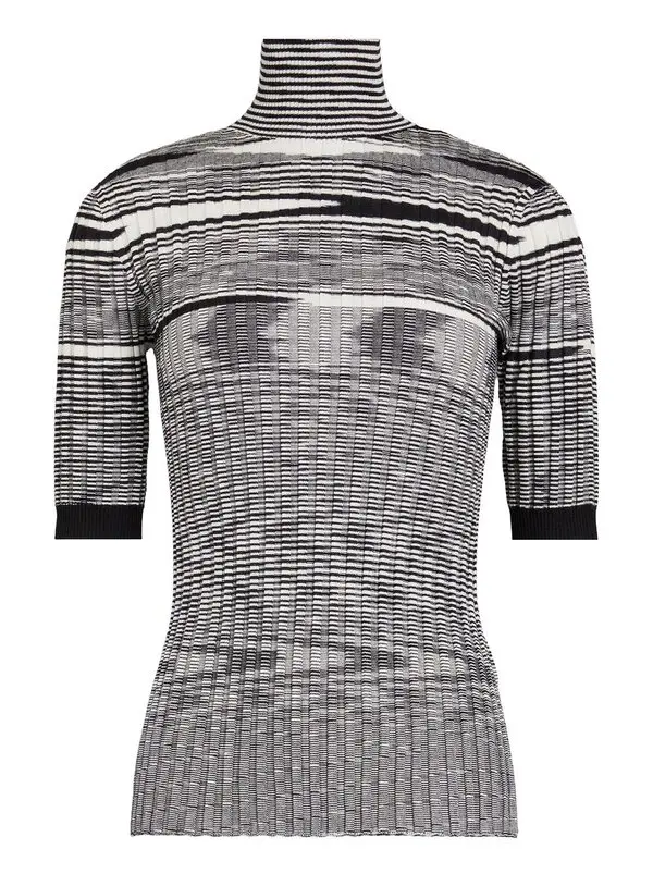 Missoni Spacedyed Ribbed Cashmere And Silk-blend Turtleneck Top - Black