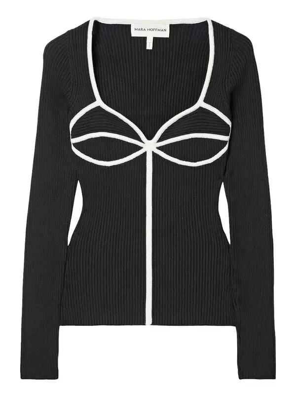 Mara Hoffman Naida Ribbed Cotton-blend Sweater - Black
