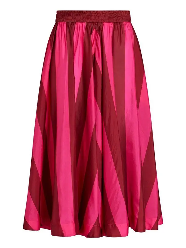 Zimmermann Striped Silk-voile Midi Skirt - Fuchsia