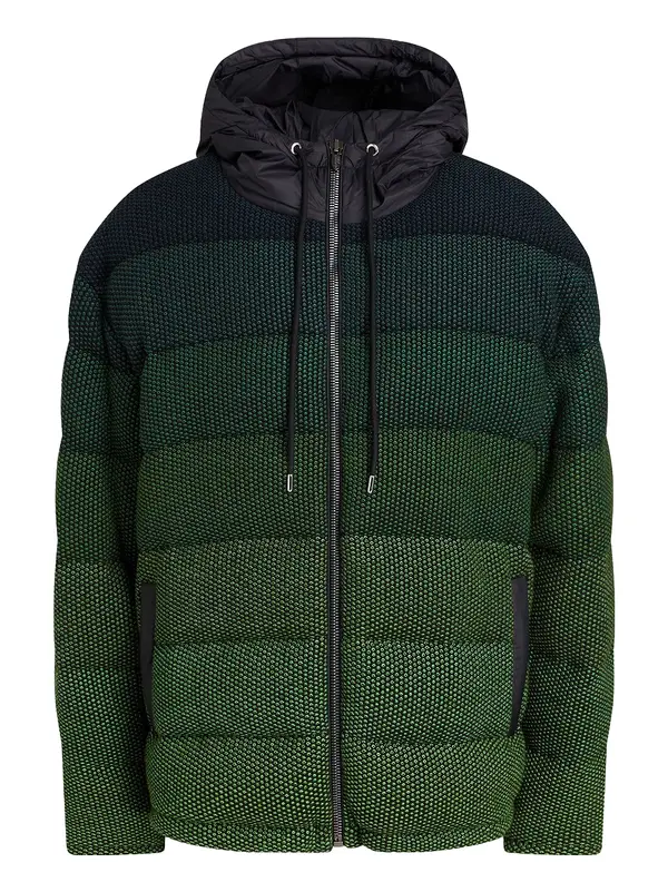 Missoni Dégradé Quilted Bouclé-knit Hooded Down Jacket - Green