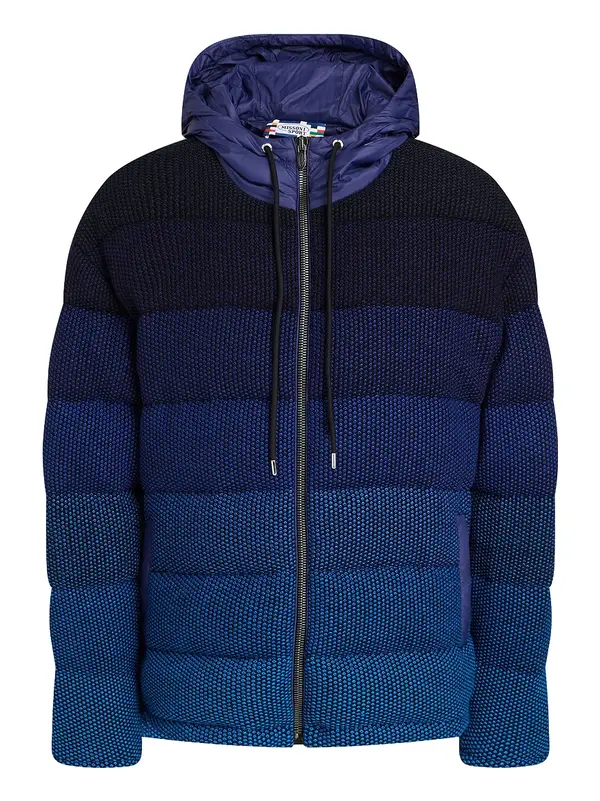 Missoni Dégradé Quilted Bouclé-knit Hooded Down Jacket - Indigo