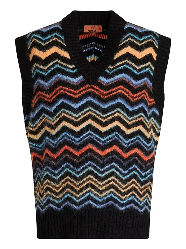 Missoni Brushed Jacquard-knit Vest - Black