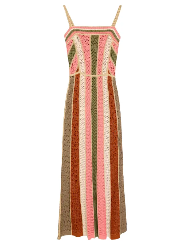 Zimmermann Striped Crocheted Cotton-blend Midi Dress - Multicolor