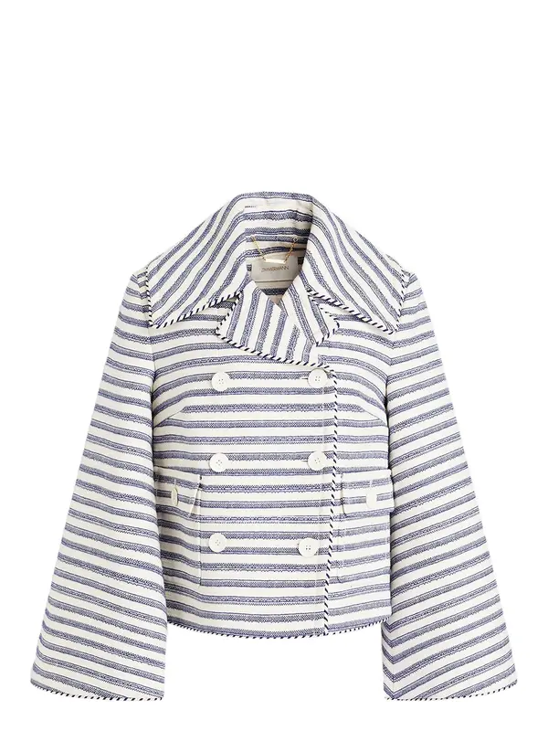 Zimmermann Striped Cotton-blend Tweed Jacket - Navy