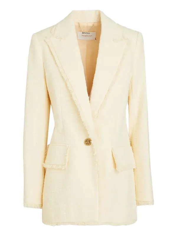 Zimmermann Cotton-blend Bouclé-tweed Blazer - Cream