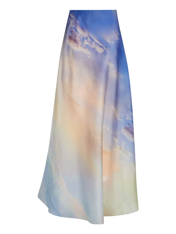 Zimmermann Printed Silk-organza Maxi Skirt - Blue