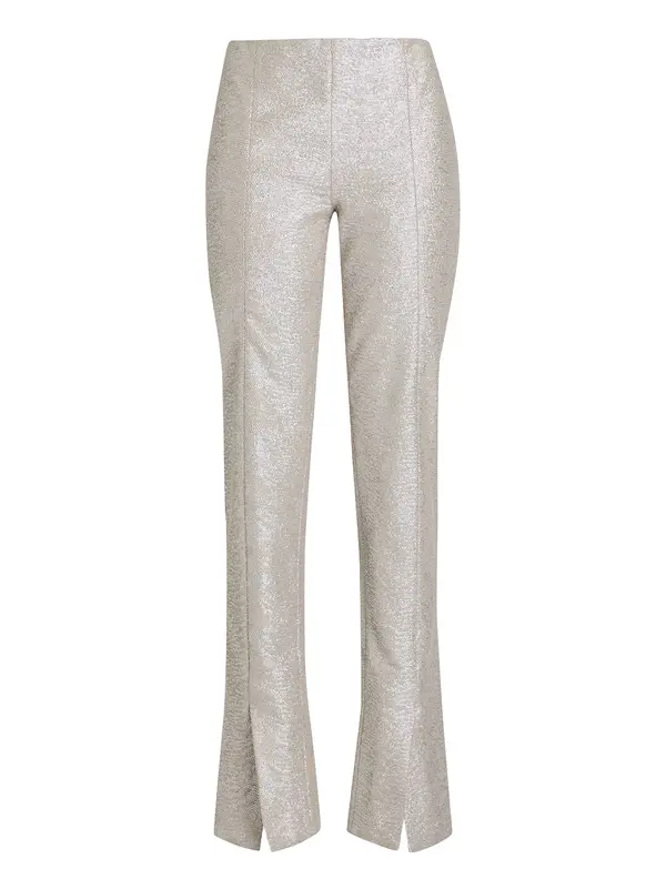 Zimmermann Metallic Cotton-bouclé Straight-leg Pants - Silver