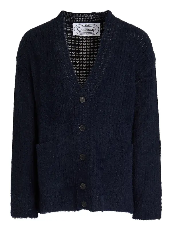 Missoni Brushed Ribbed-knit Cardigan - Navy
