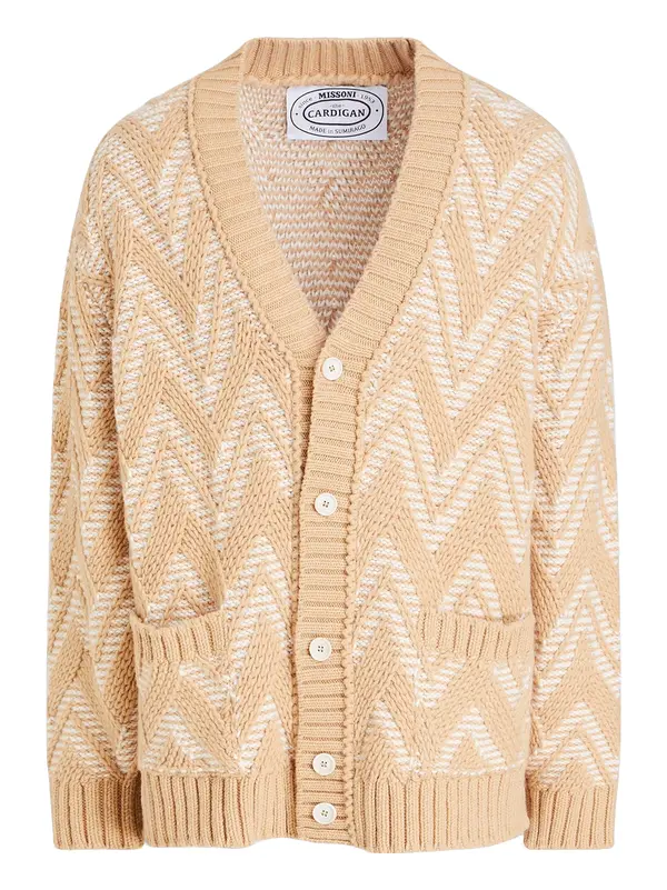 Missoni Jacquard-knit Wool Cardigan - Sand