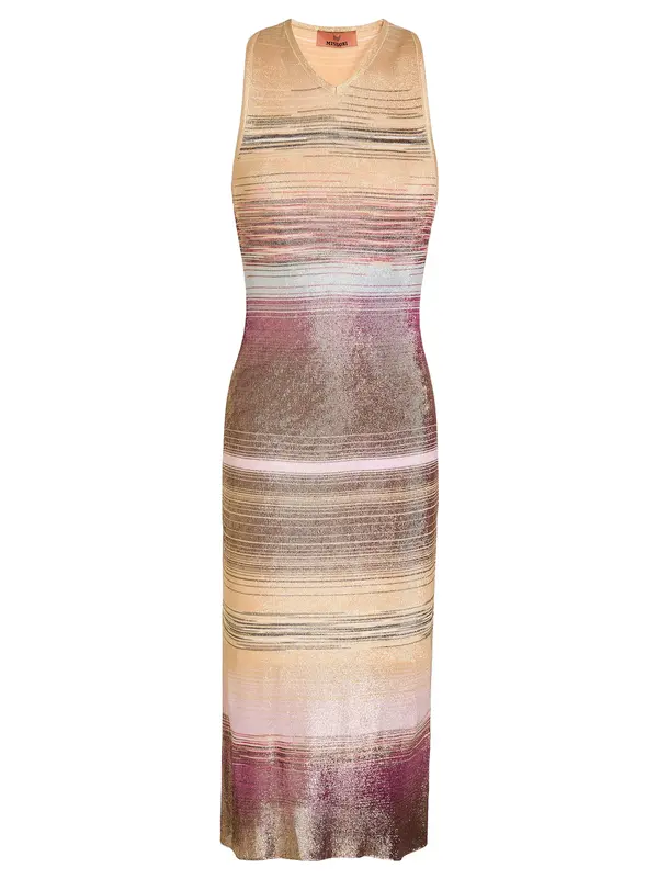 Missoni Spacedyed Metallic Knitted Midi Dress - Gold