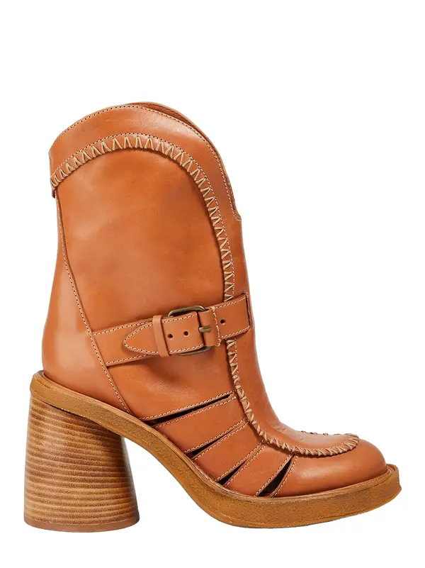 Zimmermann Whipstitched Leather Ankle Boots - Tan