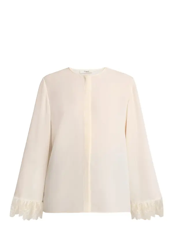 Chloé Button-down Top With Lace Sleeves - Coconut Milk