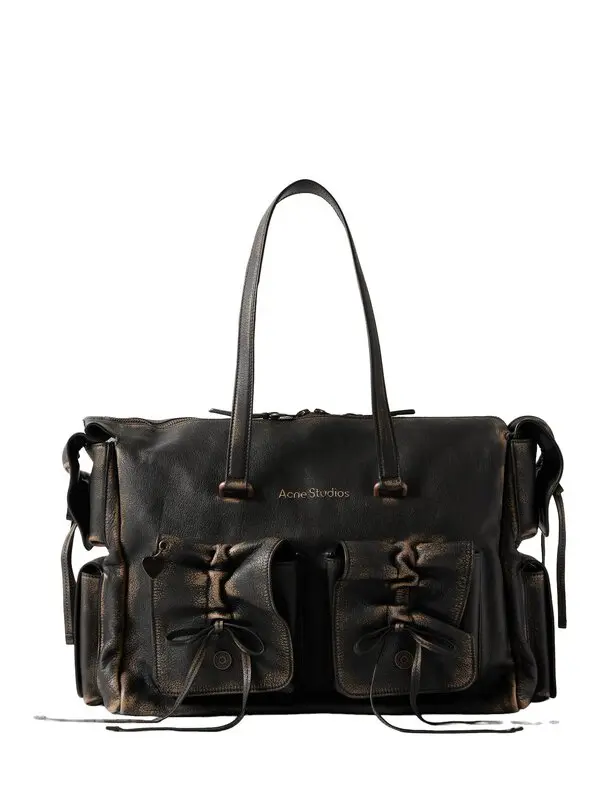 Acne Studios Distressed Leather Shoulder Bag - Brown