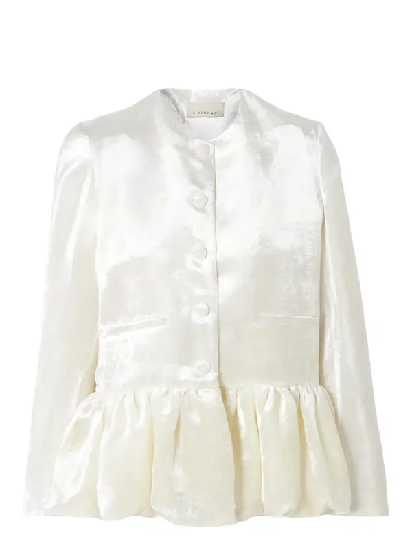 LIBEROWE Velvet Peplum Jacket - Ivory