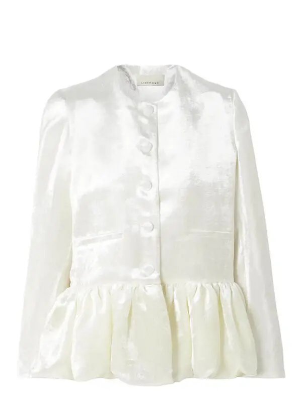 LIBEROWE Velvet Peplum Jacket - Neutrals