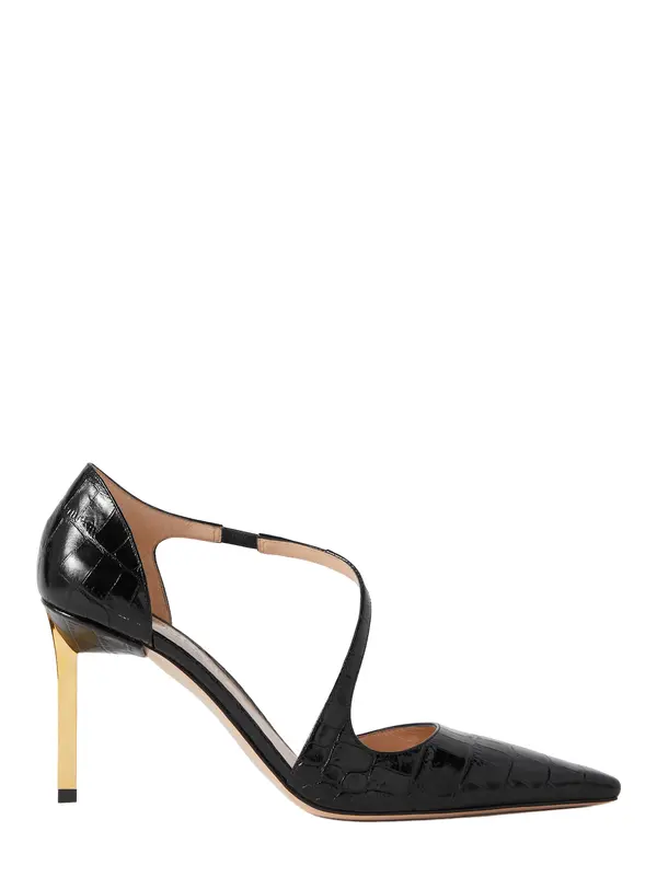 TOM FORD Newton Croc-effect Leather Pumps - Black