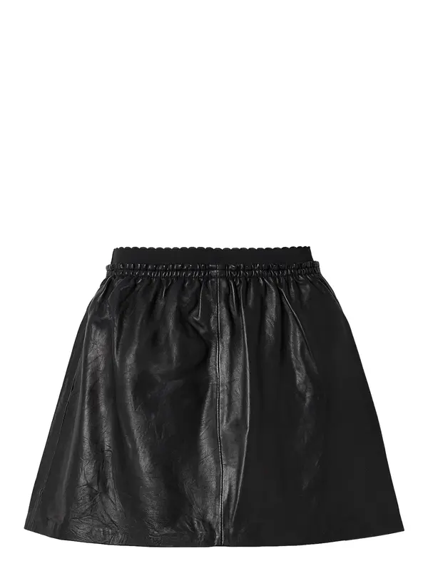 Sea Lucie Crinkled-leather Mini Skirt - Black