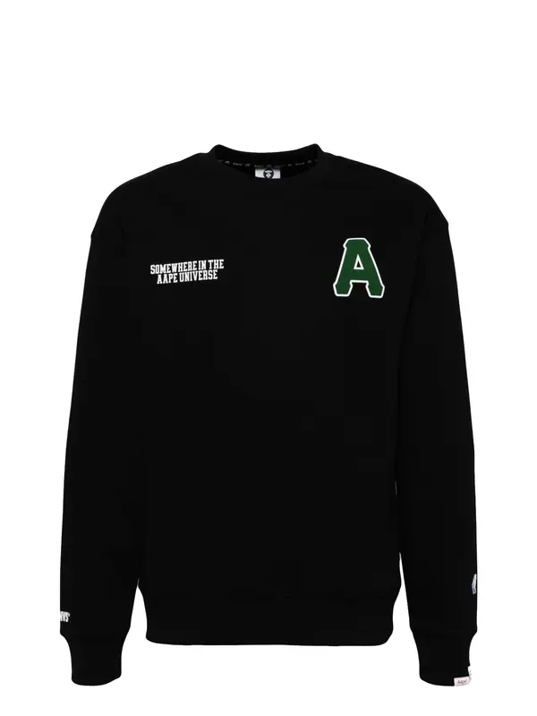 AAPE BY *A BATHING APE® Logo Crew Neck Sweatshirt - Black