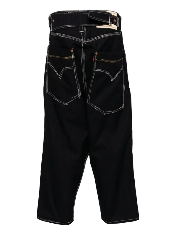 Junya Watanabe Pinstripe Wool Trousers - Blue